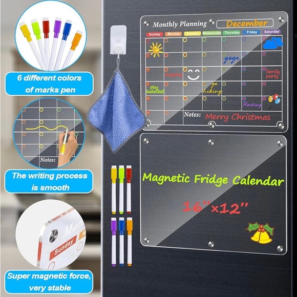Office | Clear Acrylic Magnetic Whiteboard Dry Erase Calendar For ...
